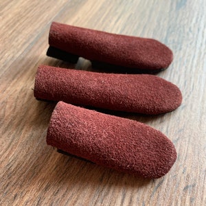 Leather Thimbles for Wood Carving, Men's Burgundy Finger Guards, Set of ...
