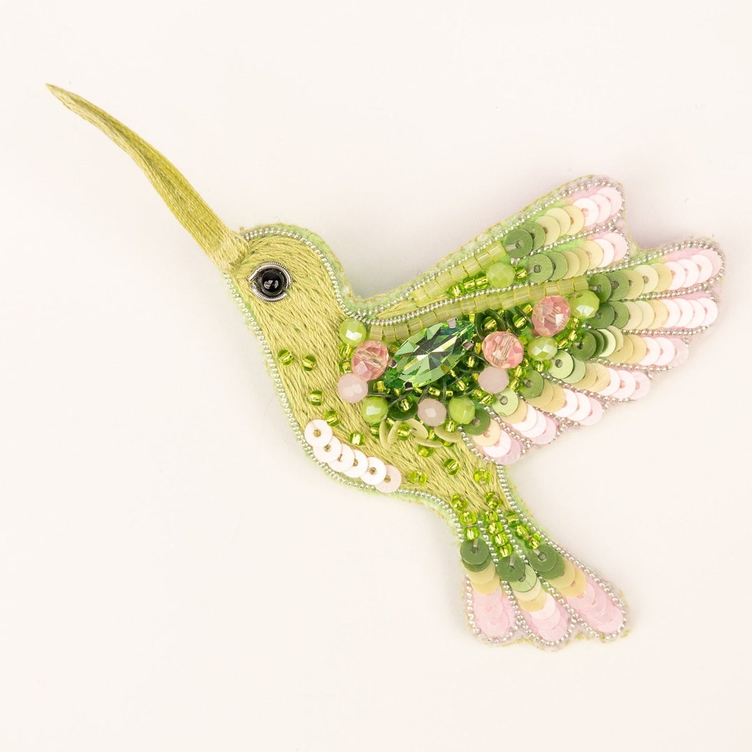 Hummingbird Bead Embroidery Kit. Seed Bead Brooch Kit. DIY Craft Kit ...