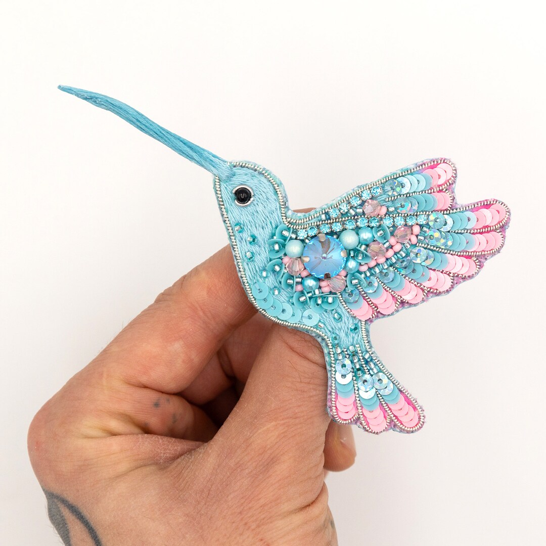 Hummingbird Bead Embroidery Kit. Seed Bead Brooch Kit. DIY - Etsy