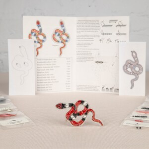 Coral Snake Bead Embroidery Kit. Seed Bead Brooch Kit. DIY Craft Kit ...