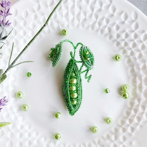 Green Pea Bead Embroidery Kit. Seed Bead Brooch Kit. DIY Craft Kit ...