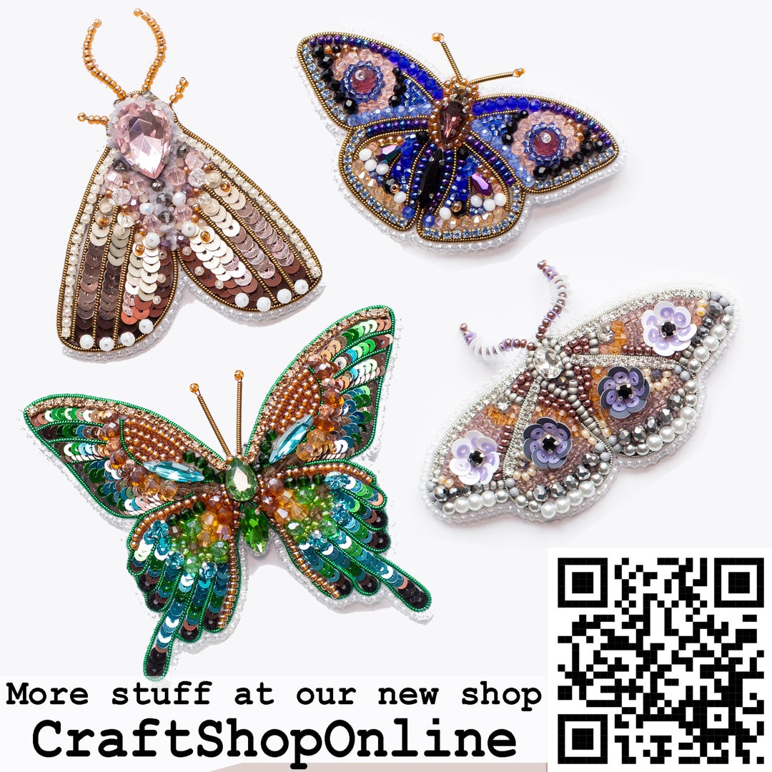 Set of 4 DIY Beaded Brooches Kits, Craft Kits, Beaded Butterfly ...