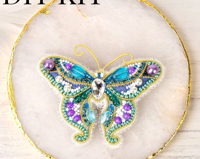 Butterfly Bead Embroidery Kit. Seed Bead Brooch Kit. DIY Craft Kit ...