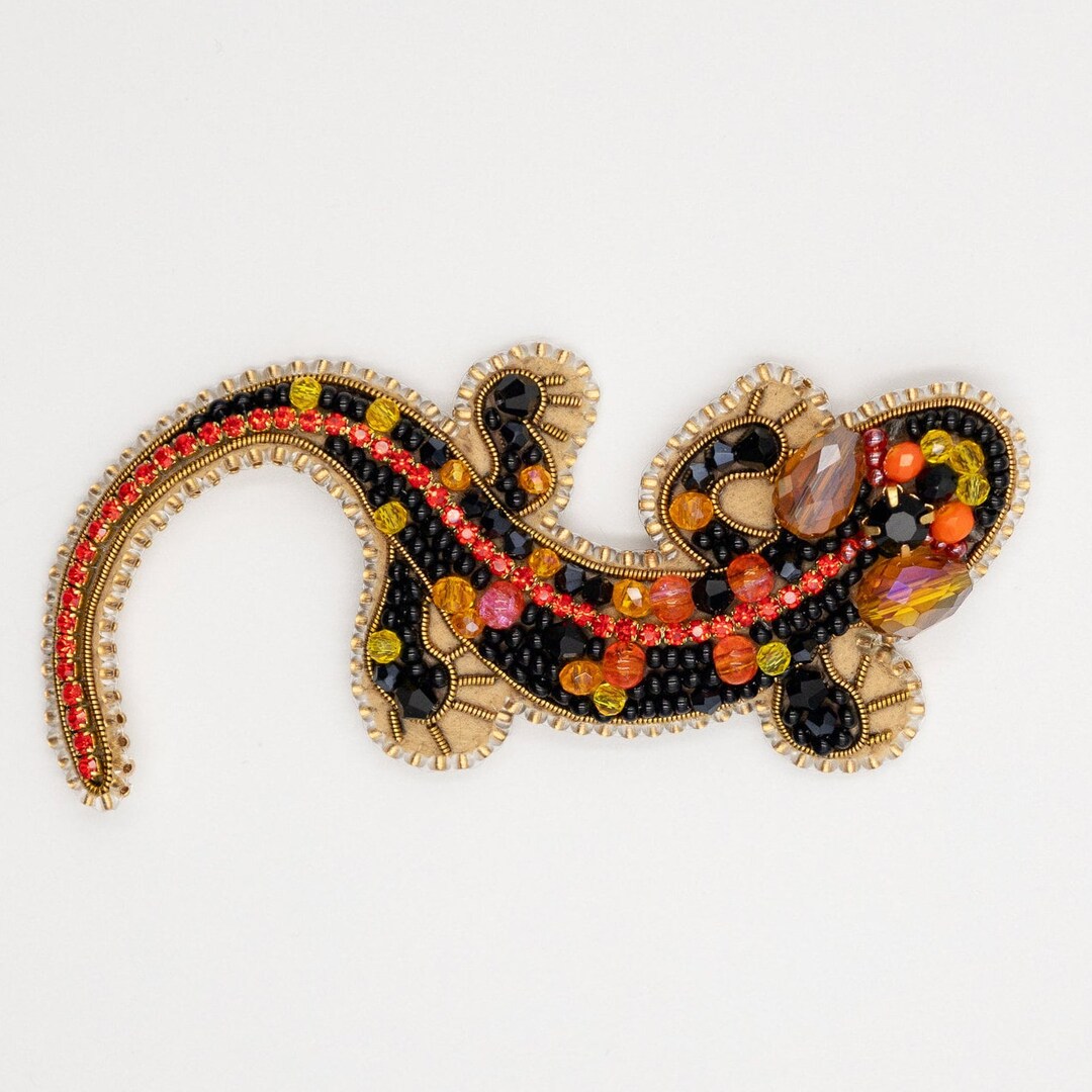 Salamander Bead Embroidery Kit. Seed Bead Brooch Kit. DIY Craft Kit ...