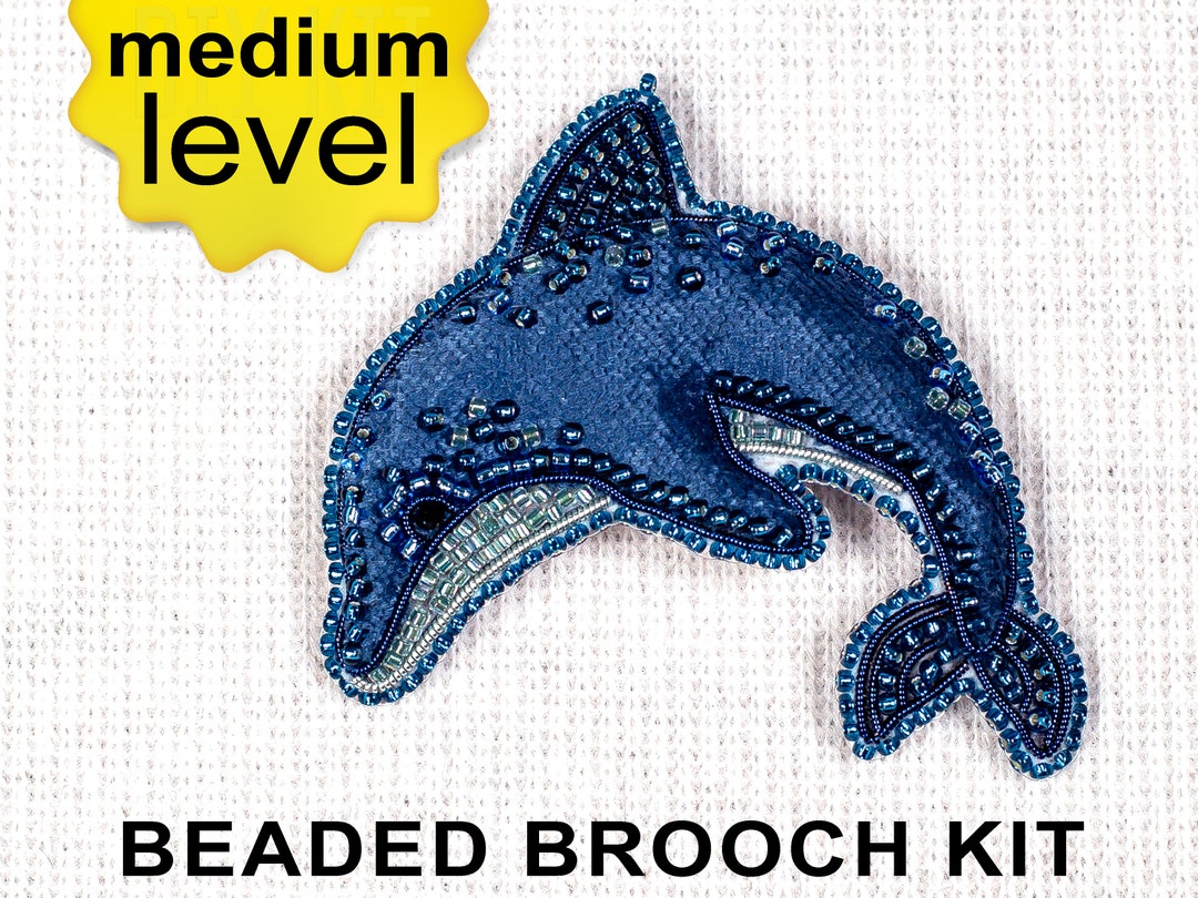 Dolphin Bead Embroidery Kit. Seed Bead Brooch Kit. DIY Craft Kit ...