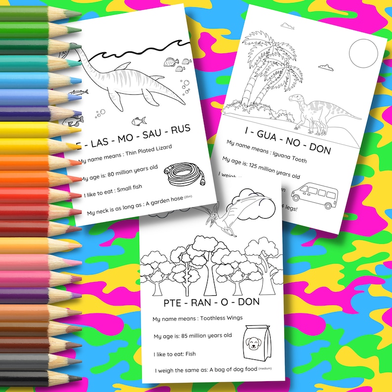 Printable Dinosaur Colouring Pages for Kids A4 With Names Fun Facts ...