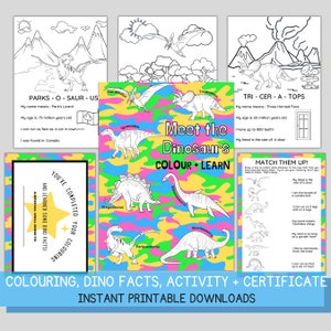 Printable Dinosaur Colouring Pages for Kids A4 With Names Fun Facts ...