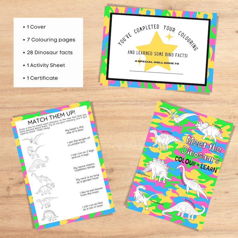 Printable Dinosaur Colouring Pages for Kids A4 With Names Fun Facts ...