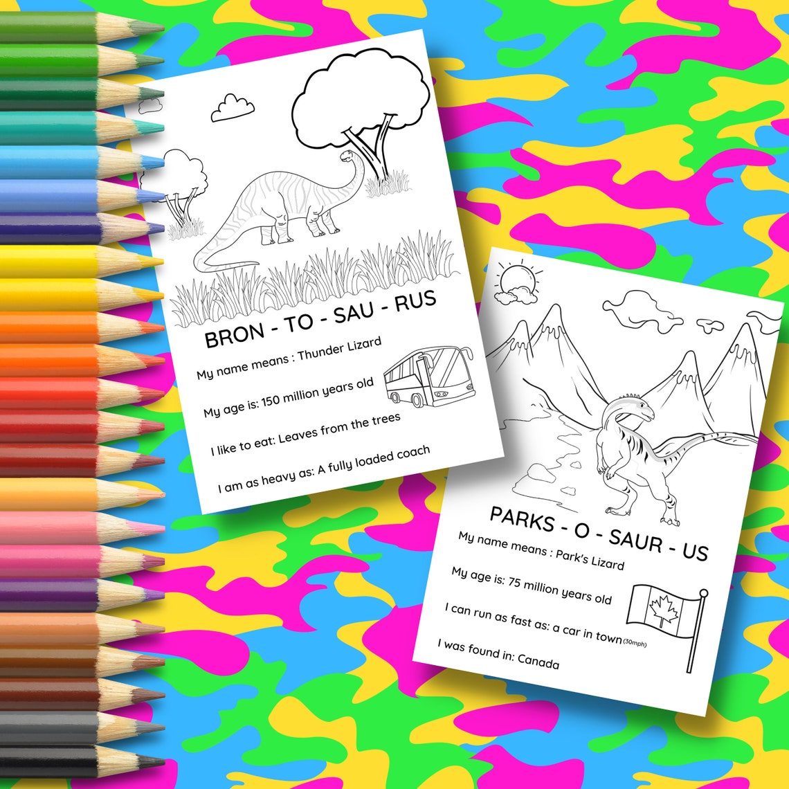 Printable Dinosaur Colouring Pages for Kids A4 With Names Fun Facts ...