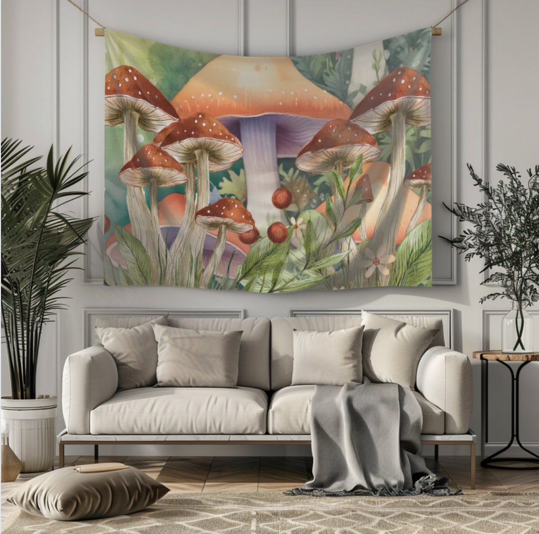 Forest Mushrooms Aesthetic Hanging Wall Tapestries Bohemian Wall Art ...