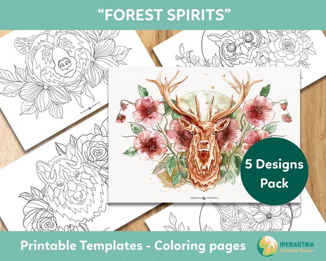 FOREST ANIMALS Coloring Pages PDF Printable Nature Coloring - Etsy