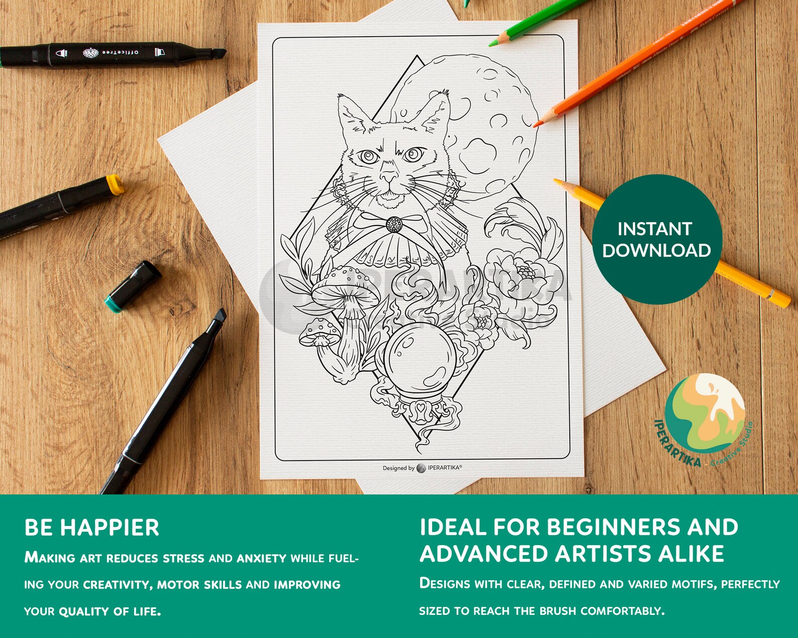 Black Cat COLORING PAGE Printable | Halloween Coloring Pages | Coloring ...