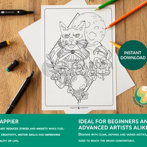 Black Cat COLORING PAGE Printable | Halloween Coloring Pages | Coloring ...