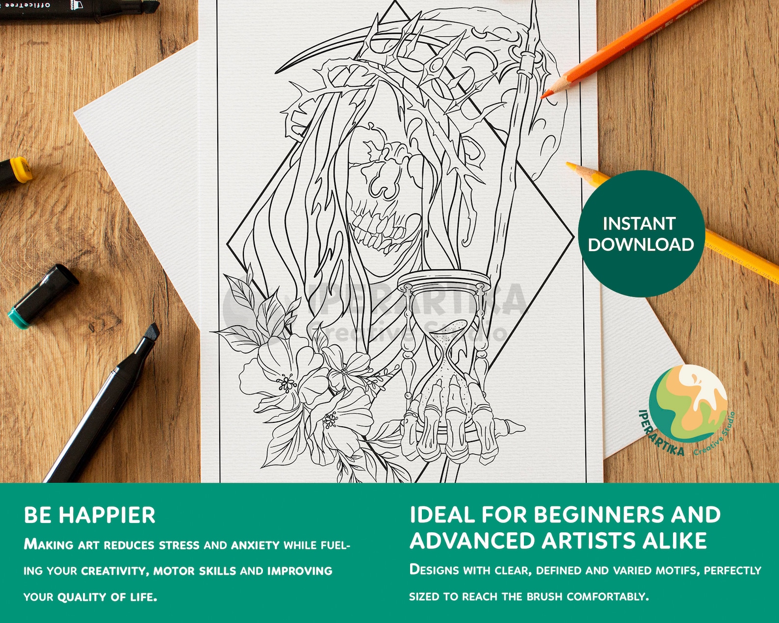 Grim Reaper COLORING PAGE Printable | Halloween Coloring Pages ...