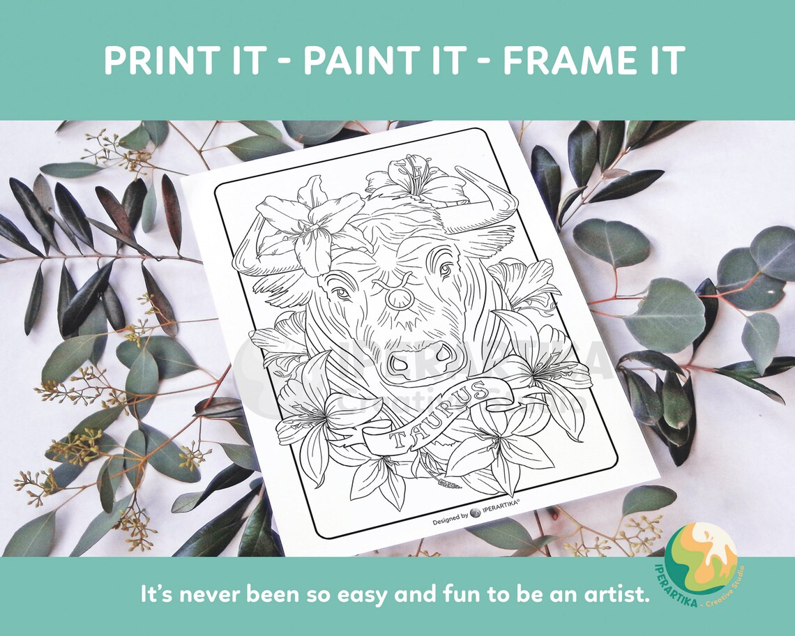 Taurus COLORING PAGE Printable | Zodiac Signs Coloring Pages | Coloring ...