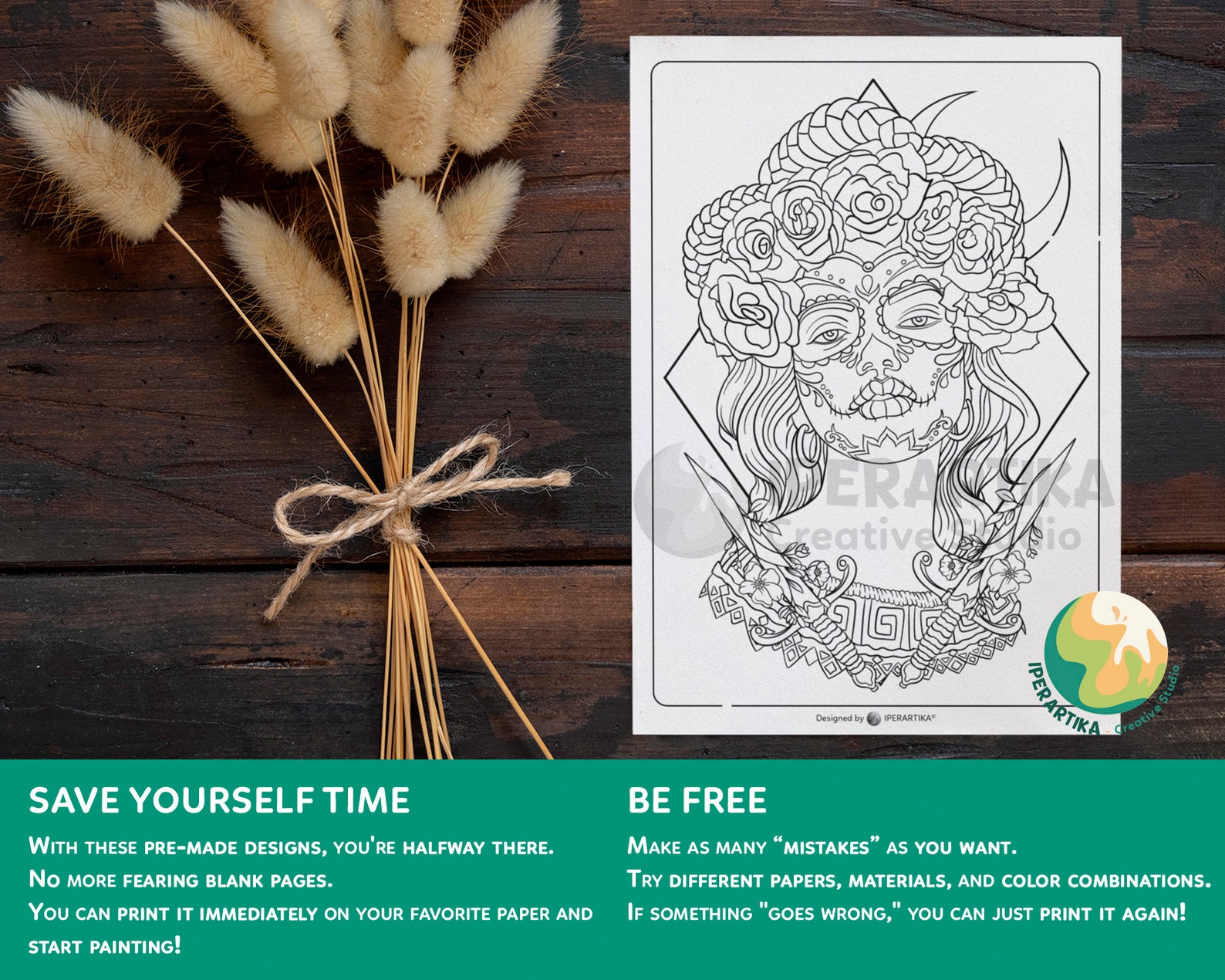 Catrina COLORING PAGE Printable Halloween Coloring Pages Coloring ...