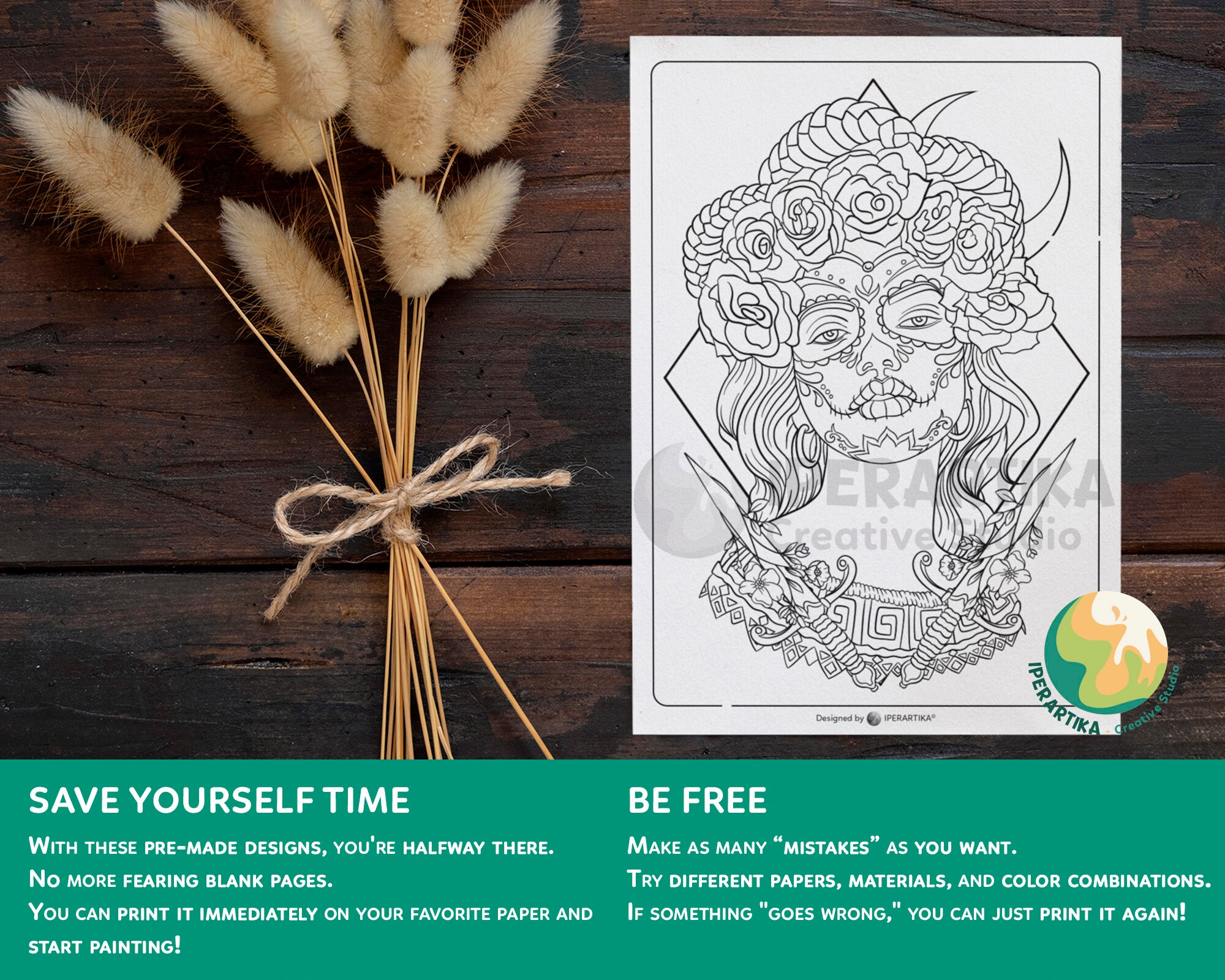 Catrina COLORING PAGE Printable Halloween Coloring Pages Coloring ...