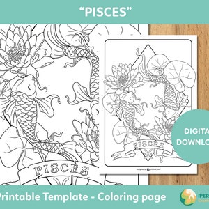 Pisces COLORING PAGE Printable | Zodiac Signs Coloring Pages | Coloring ...