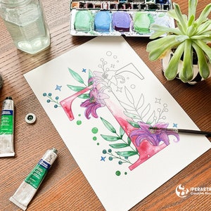 BOTANICAL ALPHABET Printable - 26 Letters and Flowers Templates for ...