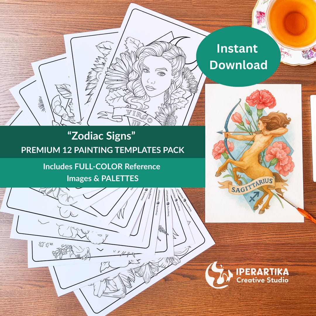 Zodiac Signs Watercolor Templates: Printable Horoscope Art (PDF ...