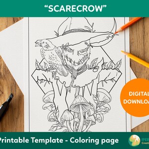 Scarecrow COLORING PAGE Printable | Halloween Coloring Pages | Coloring ...