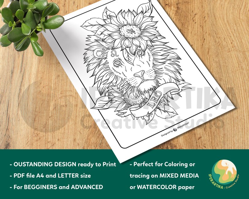 Leo -COLORING PAGE Printable | Zodiac Signs Coloring Pages | Coloring ...