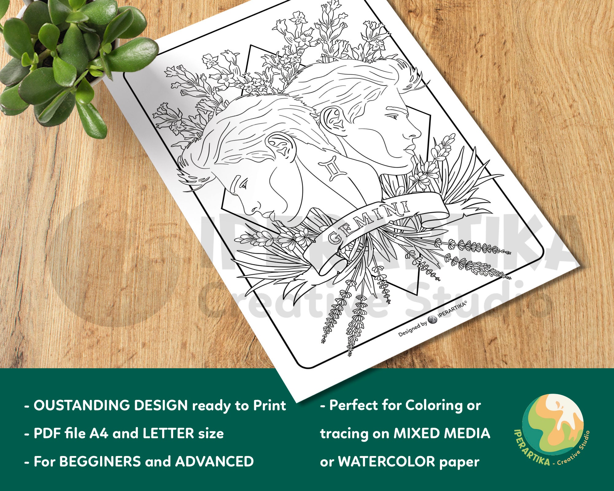 Gemini COLORING PAGE Printable Zodiac Signs Coloring Pages - Etsy