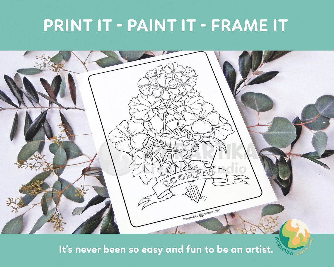 Scorpio COLORING PAGE Printable Zodiac Signs Coloring Pages - Etsy