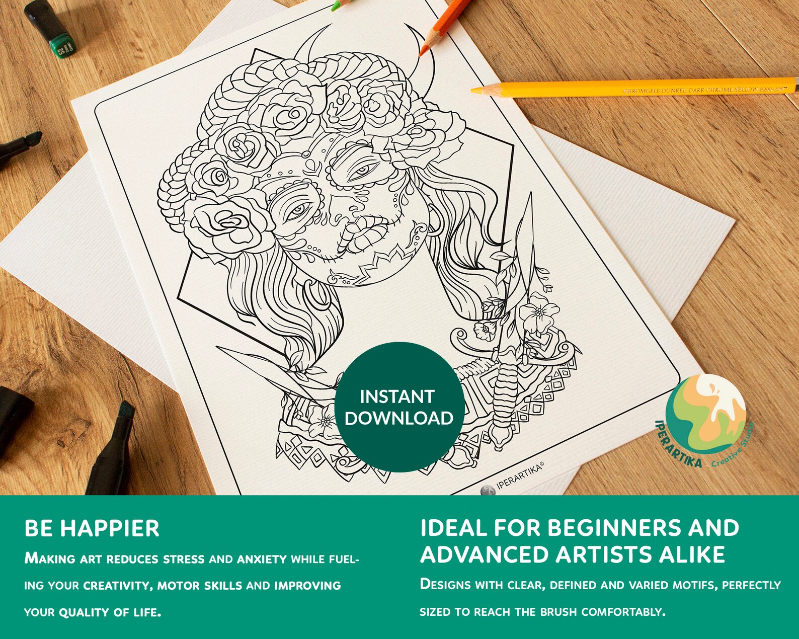 Catrina COLORING PAGE Printable Halloween Coloring Pages Coloring ...