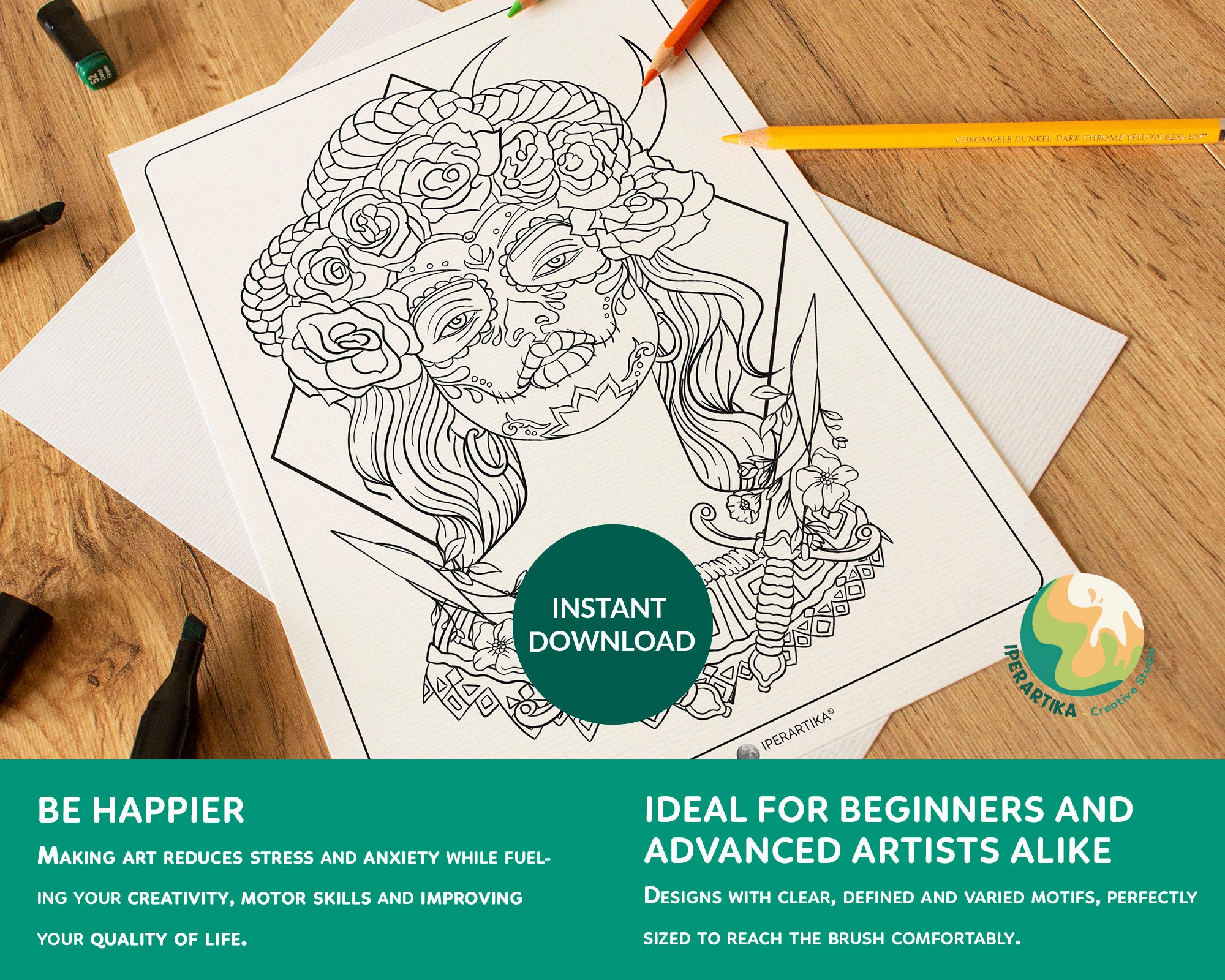 Catrina COLORING PAGE Printable Halloween Coloring Pages Coloring ...