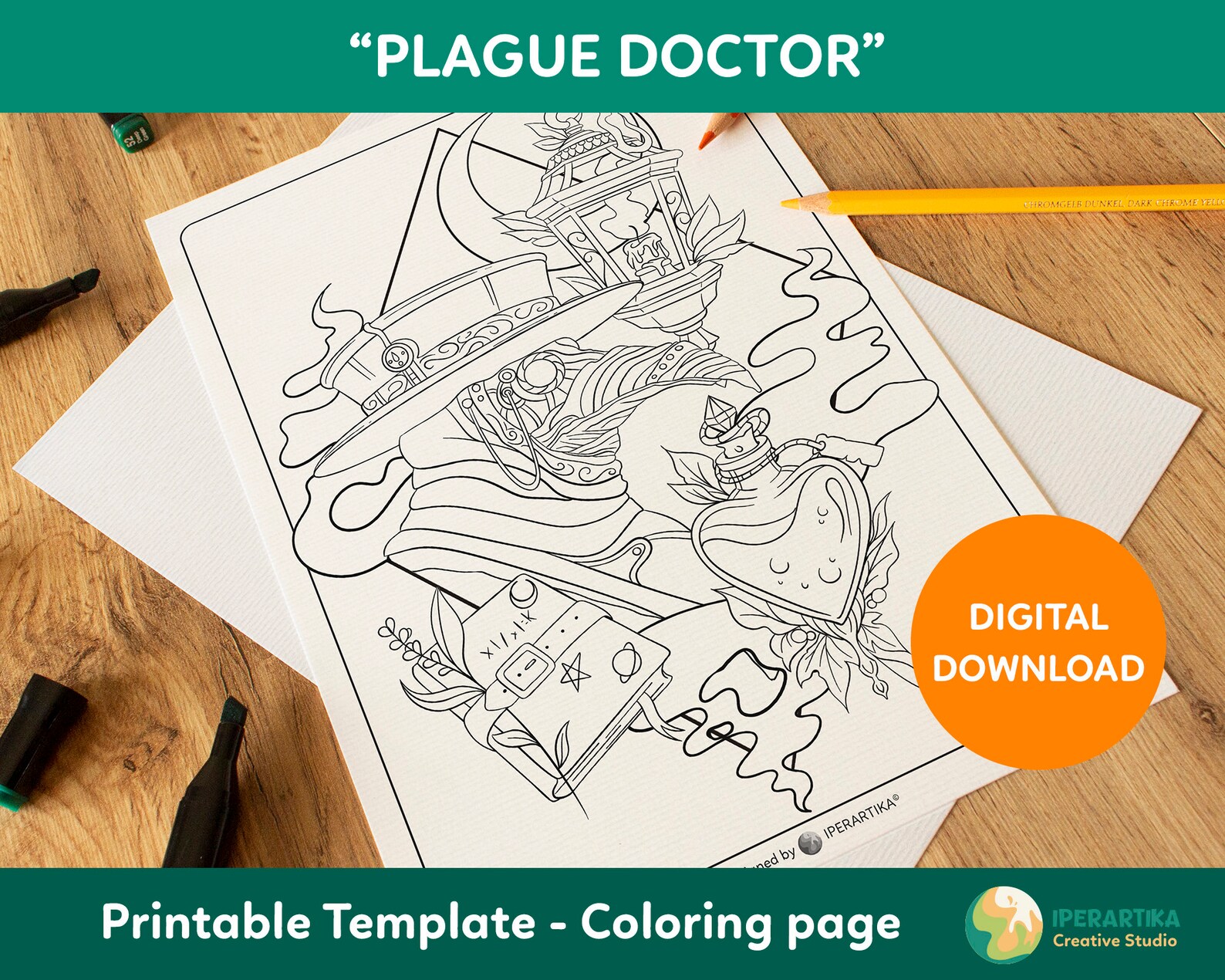 Plague Doctor COLORING PAGE Printable Halloween Coloring Pages Coloring ...