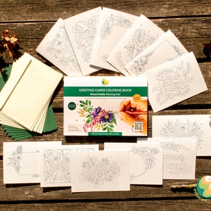 BUNDLE of WATERCOLOR Coloring Book Painting GREETING Cards Pad for ...