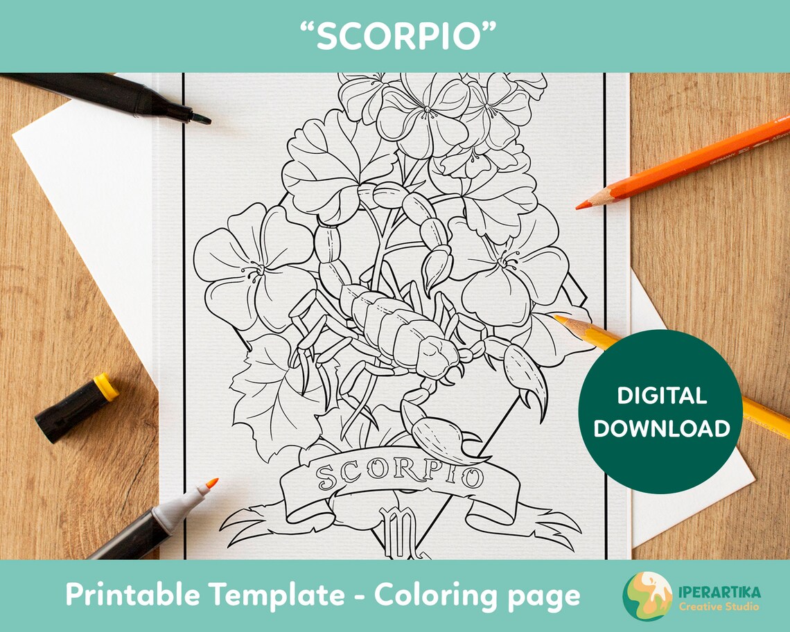 Scorpio COLORING PAGE Printable Zodiac Signs Coloring Pages Coloring ...