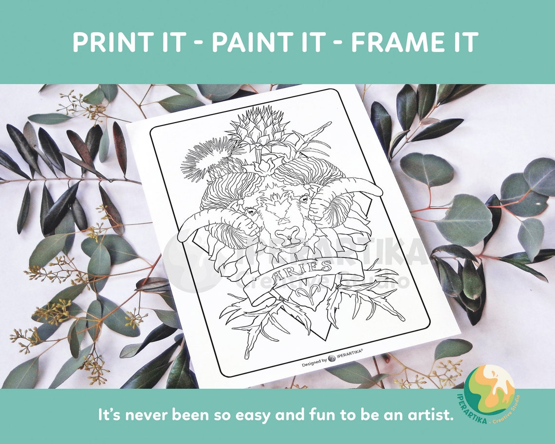 Aries COLORING PAGE Printable Zodiac Signs Coloring Pages Coloring ...