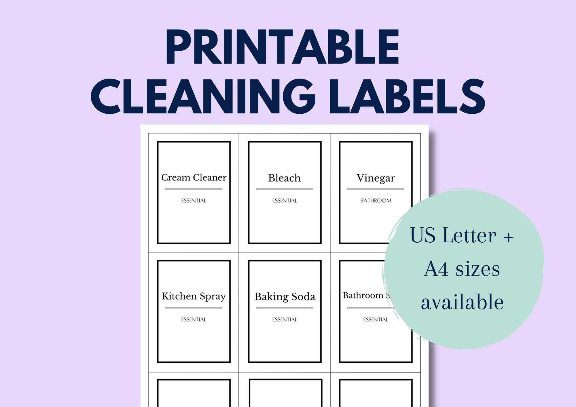 Printable Cleaning Labels Organisation Stickers Template Labels for ...