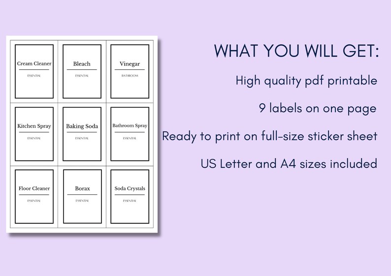 Printable Cleaning Labels Organisation Stickers Template Labels for ...