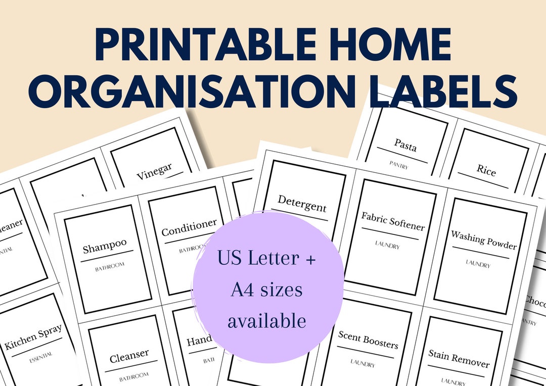 Printable Home Organisation Labels Bundle Organisation Sticker Template ...
