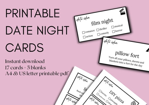 Printable Date Night Cards Printable Love Cards for | Etsy