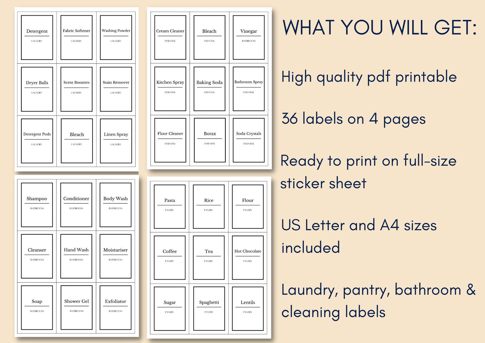 Printable Home Organisation Labels Bundle Organisation Sticker Template ...