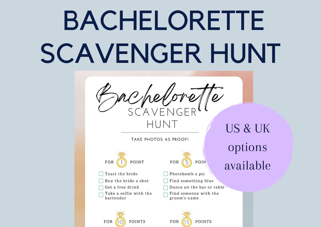 Bachelorette Scavenger Hunt Printable Fun Activity Template Hen Do ...