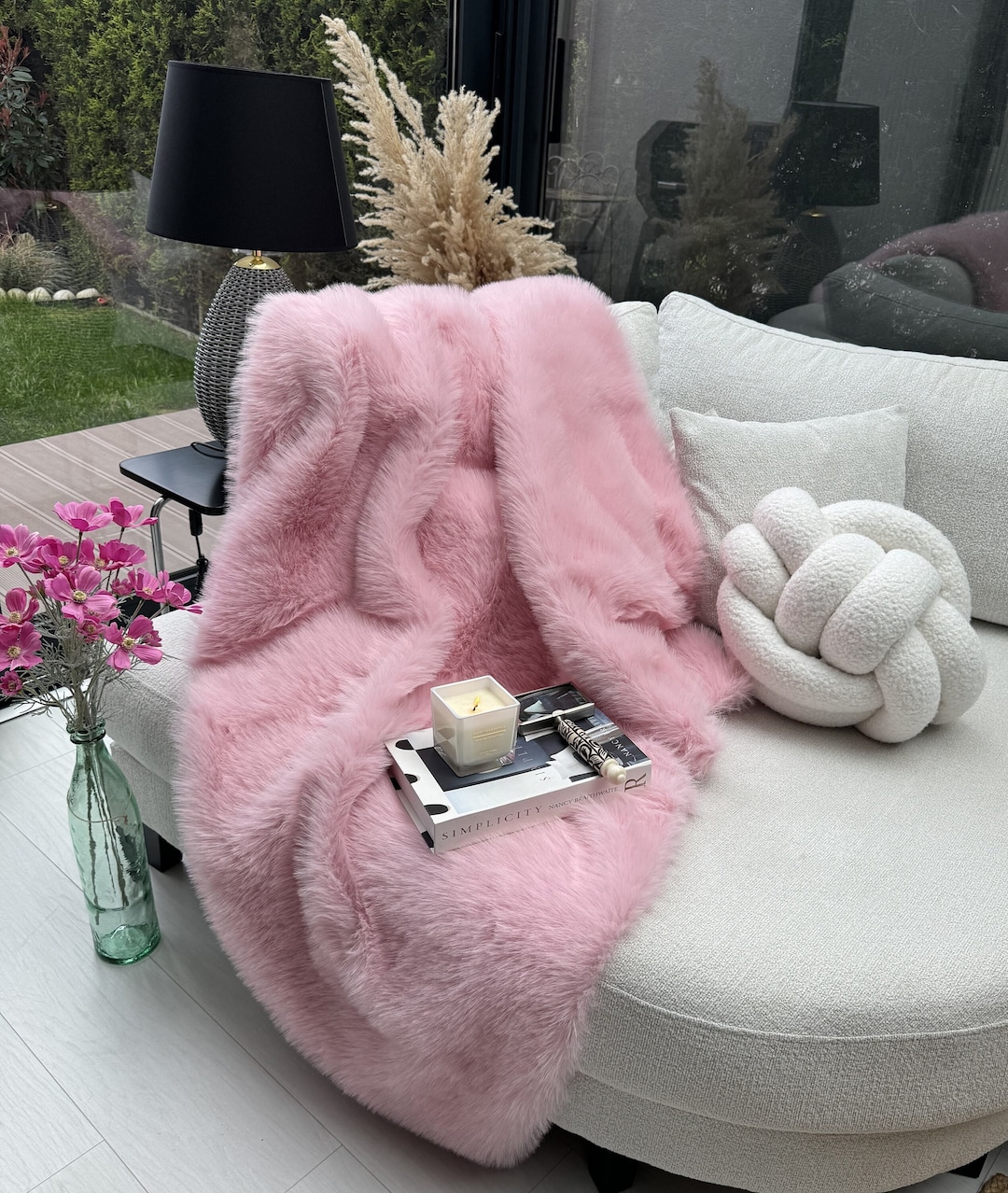Pink Fur Blanket - Luxury Faux Fur Throw Blanket - Rabbit Fur Blanket ...