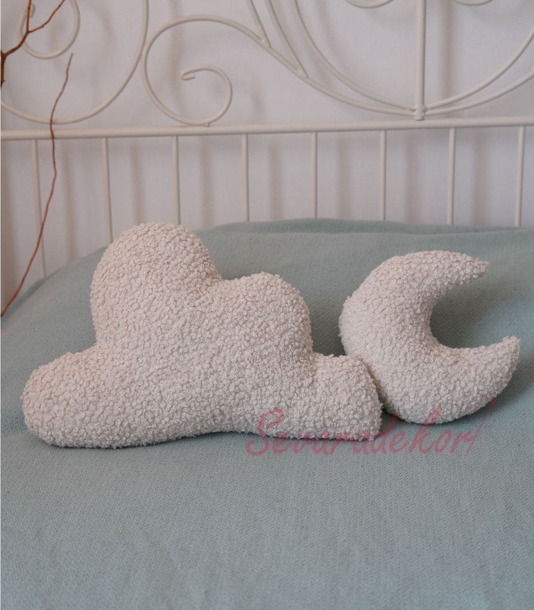 Teddy Boucle Moon Pillow - Boucle Pillow - Moon Pillow - Baby Boy Gift ...