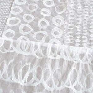 White Patterned Tissue Paper, Translucent Collage Paper, Hand Painted ...