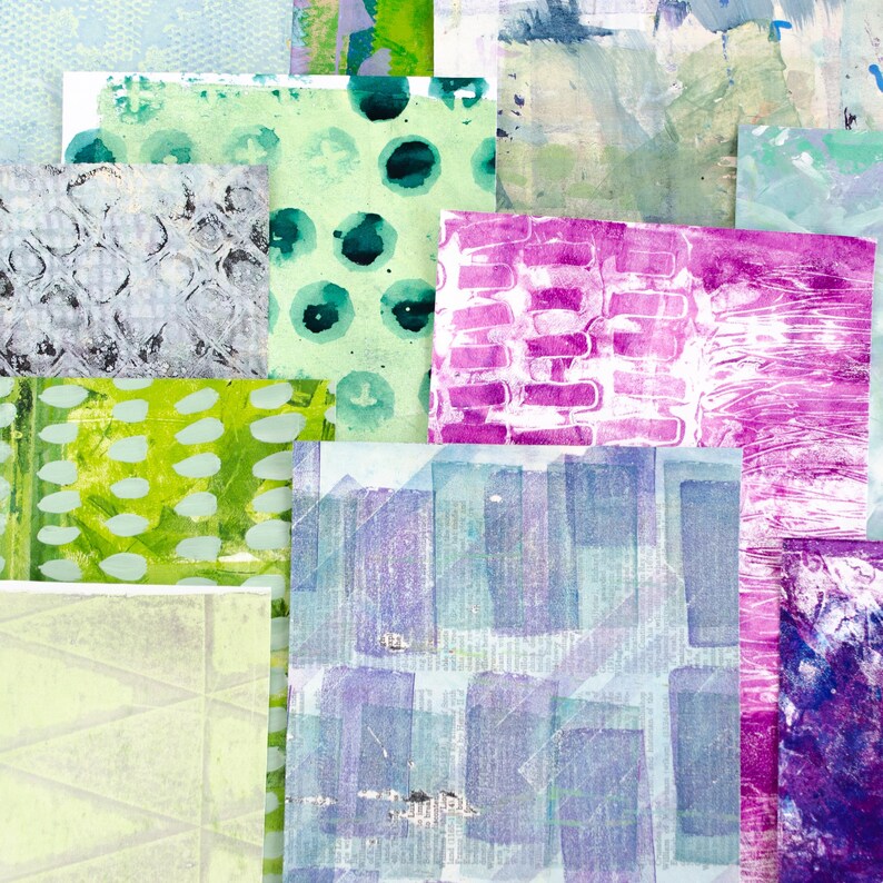Hand-painted Cool Colour Collage Papers - 5"x8" (20 Pieces) - Etsy