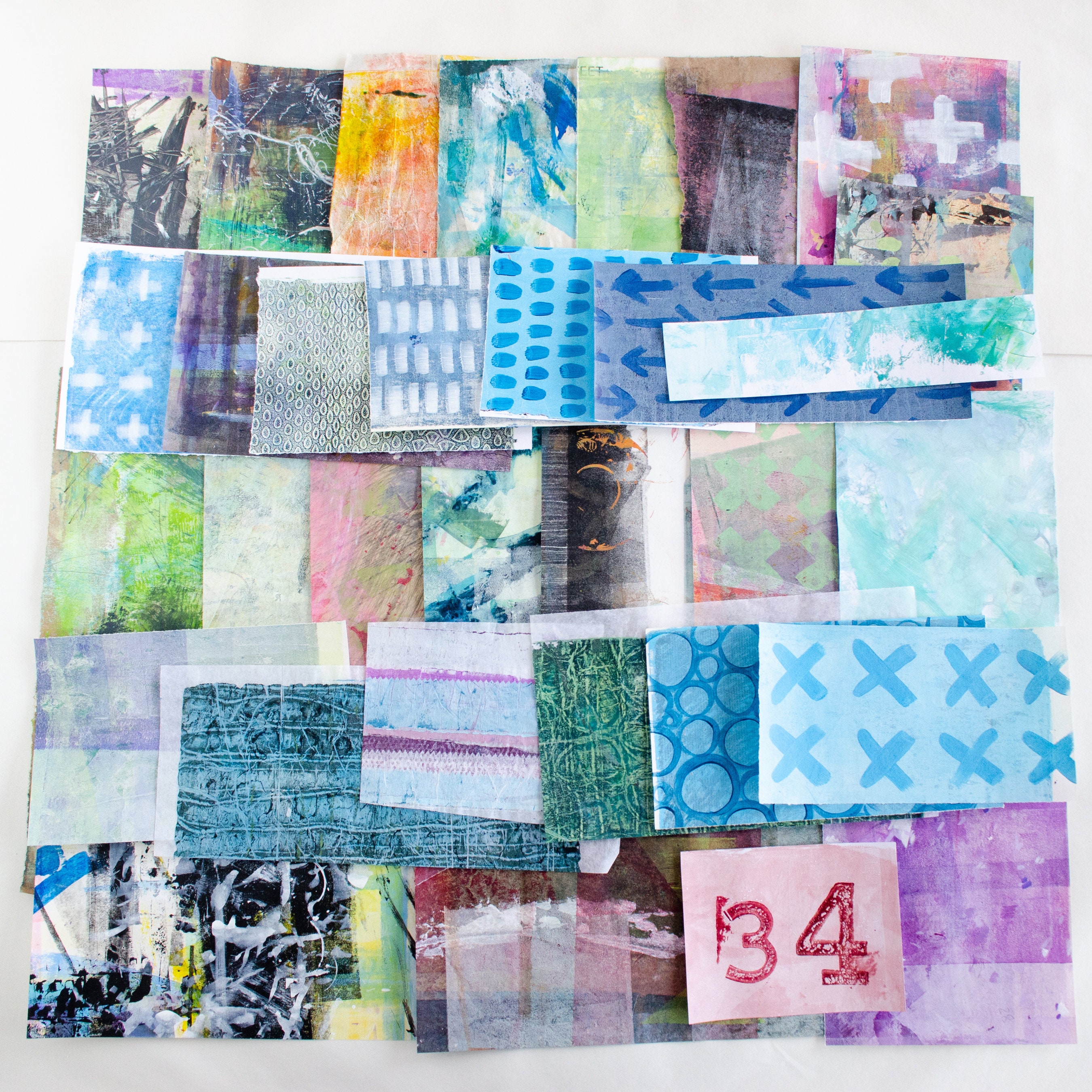 Collage Paper Painted, Multicolour, Hand Painted Paper, Mixed Media ...