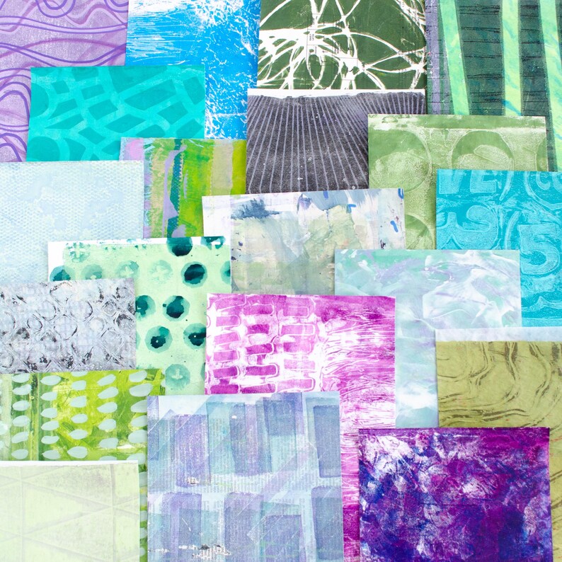 Hand-painted Cool Colour Collage Papers - 5"x8" (20 Pieces) - Etsy