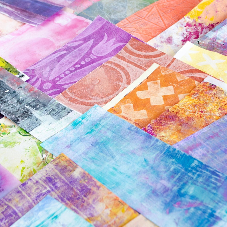 Collage Paper Painted, Multicolour, Hand Painted Paper, Mixed Media ...