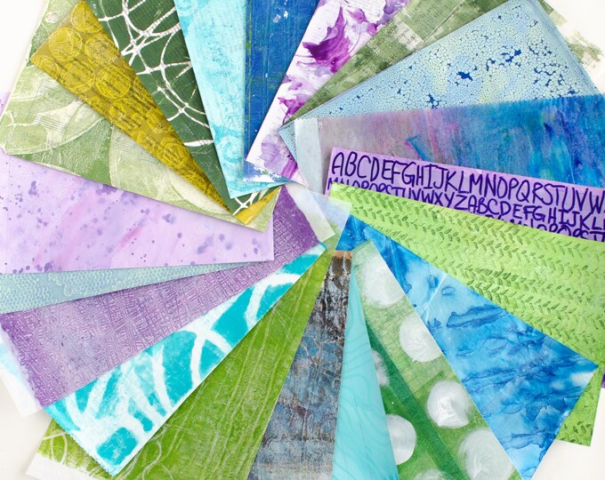 Gelli Print Paper Bundle, Cool Colours Collage Kit - 20 Pieces, 5x8" - Etsy