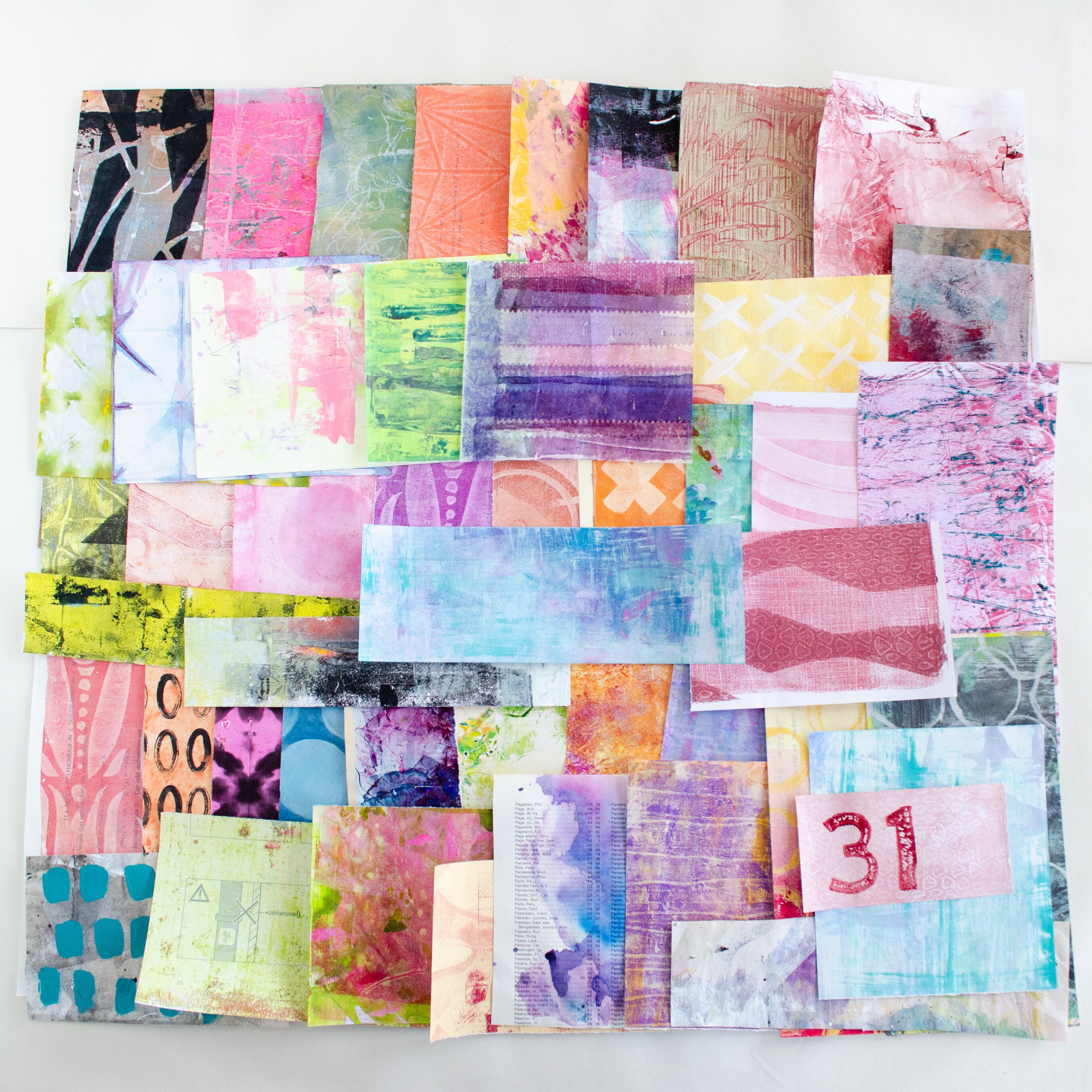 Collage Paper Painted, Multicolour, Hand Painted Paper, Mixed Media ...