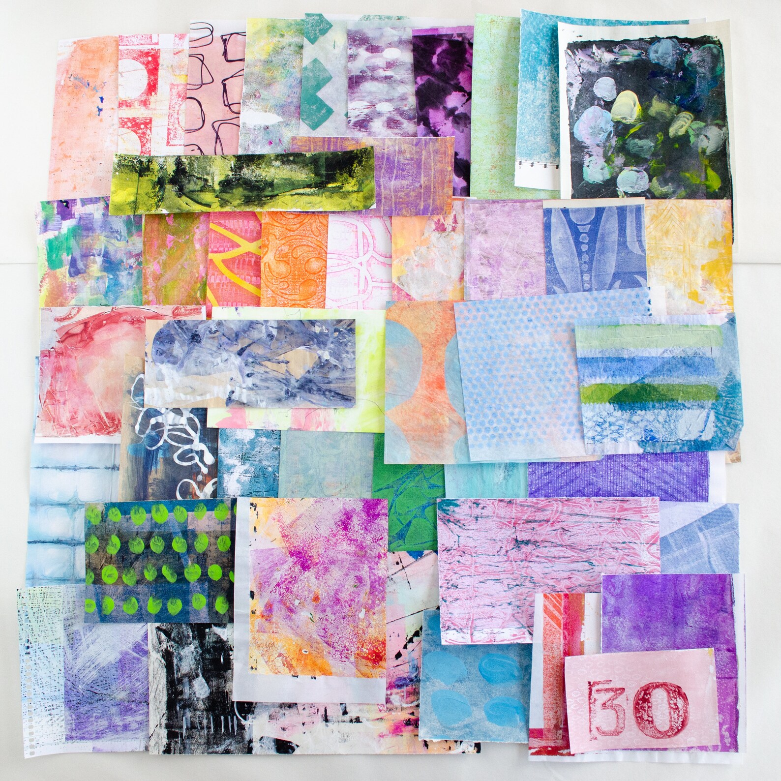 Collage Paper Painted, Multicolour, Hand Painted Paper, Mixed Media ...